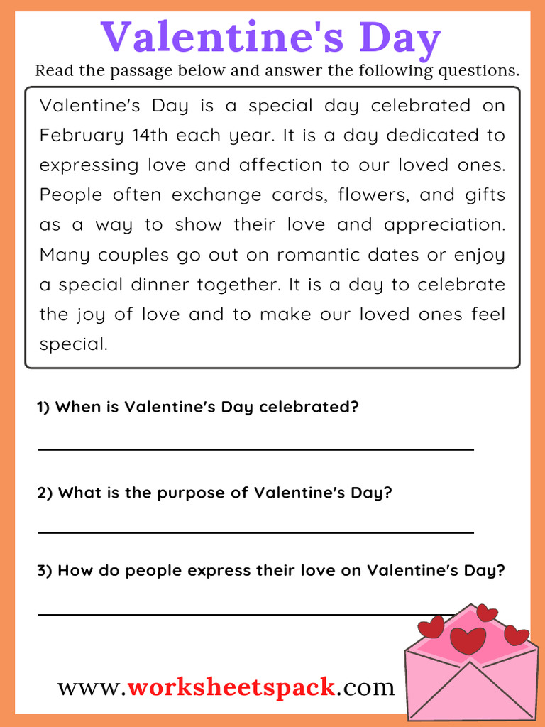 Valentines Day Reading Comprehension Passage | PDF