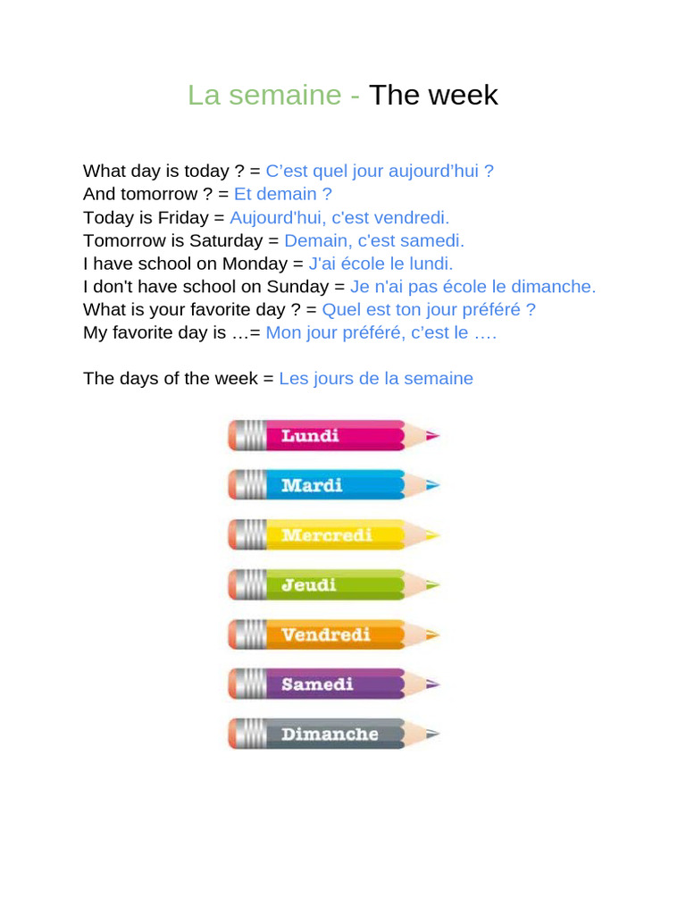 Écrire les jours de la semaine | PDF