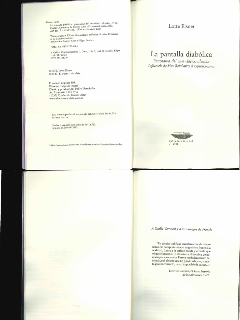 La Pantalla Diabo Lica Panorama Del Cine Cla Sico Alema N Influencia de ...