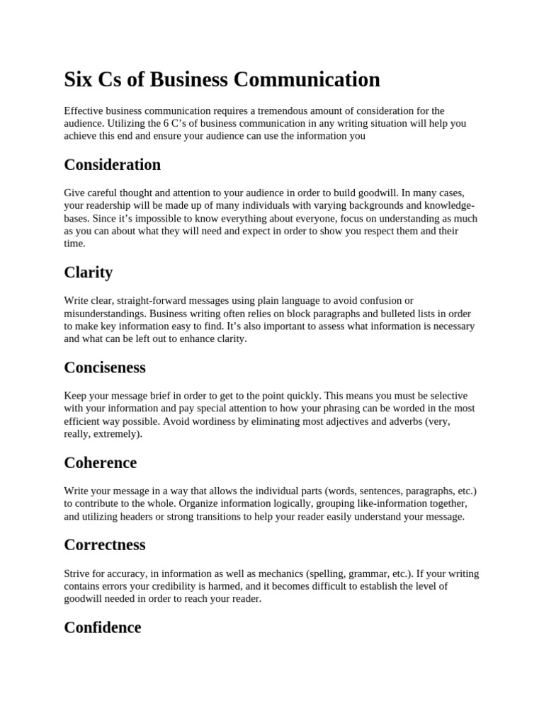 6Cs of Business Communication | PDF | Communication | Conversation