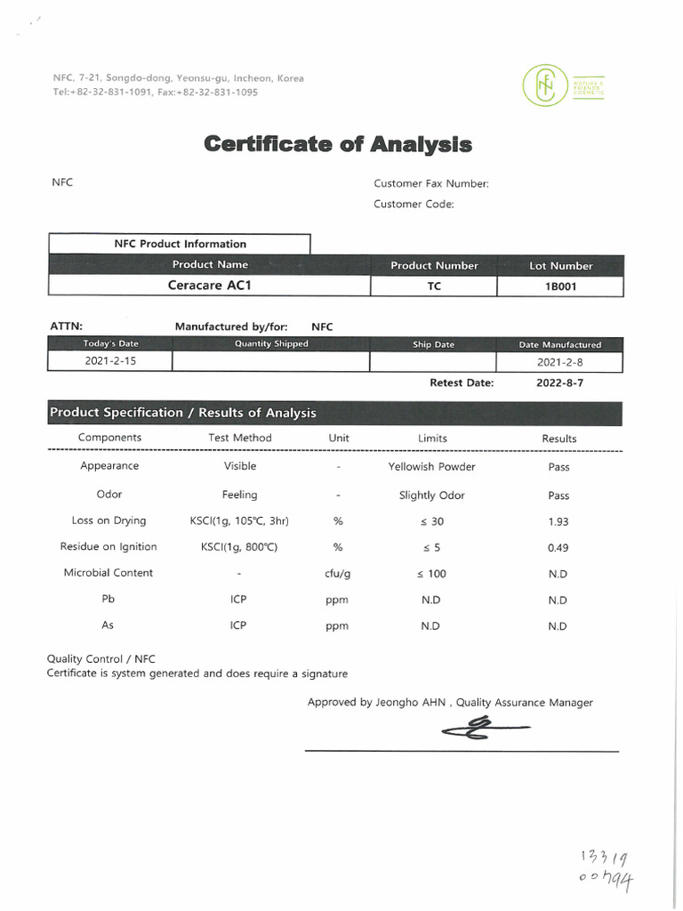 24. COA_Ceracare AC-1 | PDF