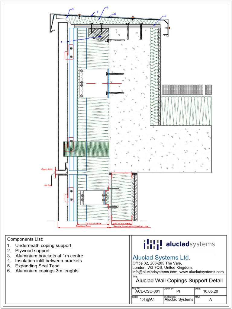 Aluclad Wall Coping Support Detail | PDF