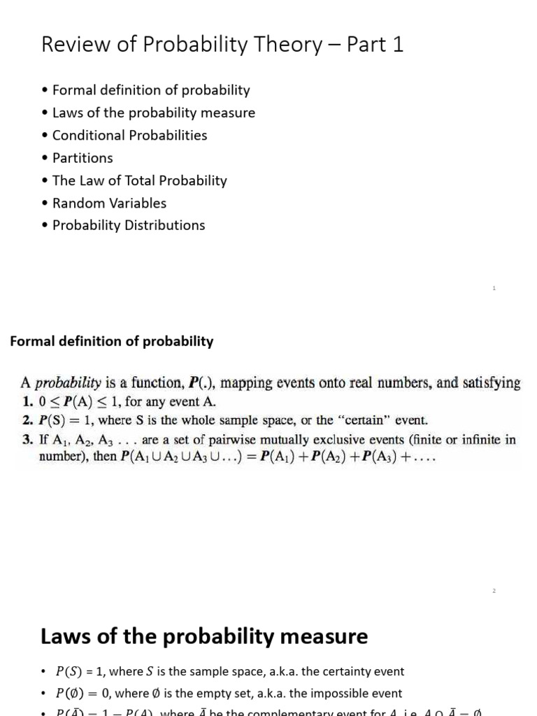 Chapter 1 - Review of Probability Theory - Part 1 | PDF | Probability Distribution | Probability ...