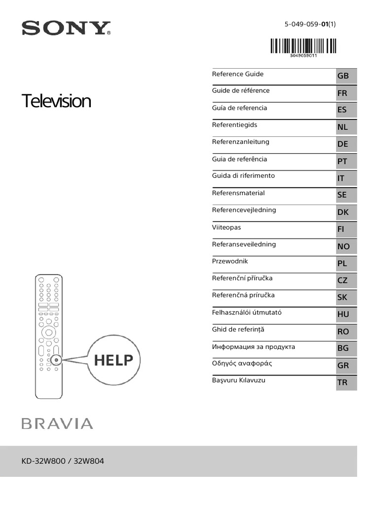 Manual Sony KD-32W800 (Español - 124 Páginas) | PDF