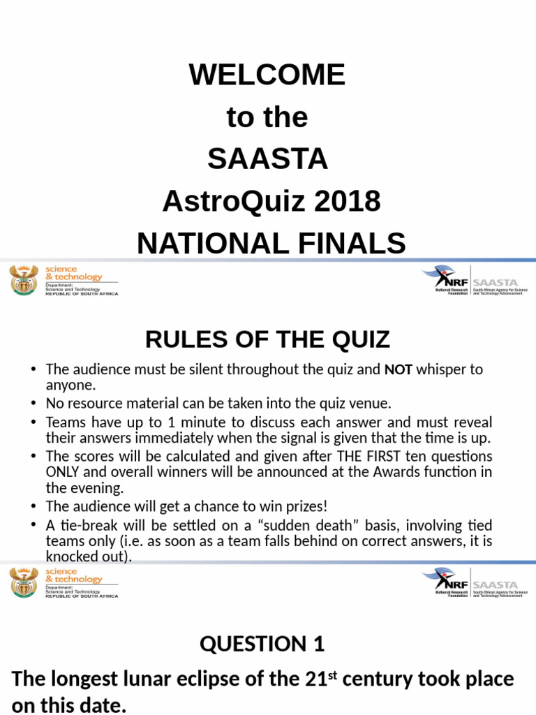 AstroQuiz 2018 Rules & Tie-Breakers | PDF | Planets | Moon