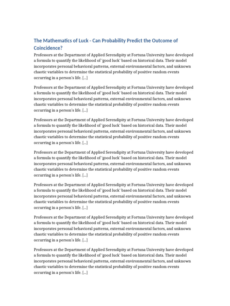 The Mathematics of Luck - Can Probability Predict The Outcome of ...