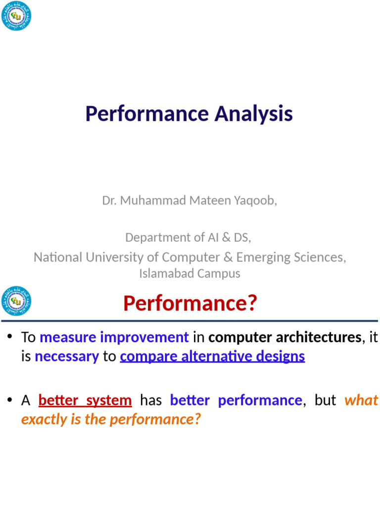 CS-3006 4 PerformanceAnalysis | PDF | Central Processing Unit ...