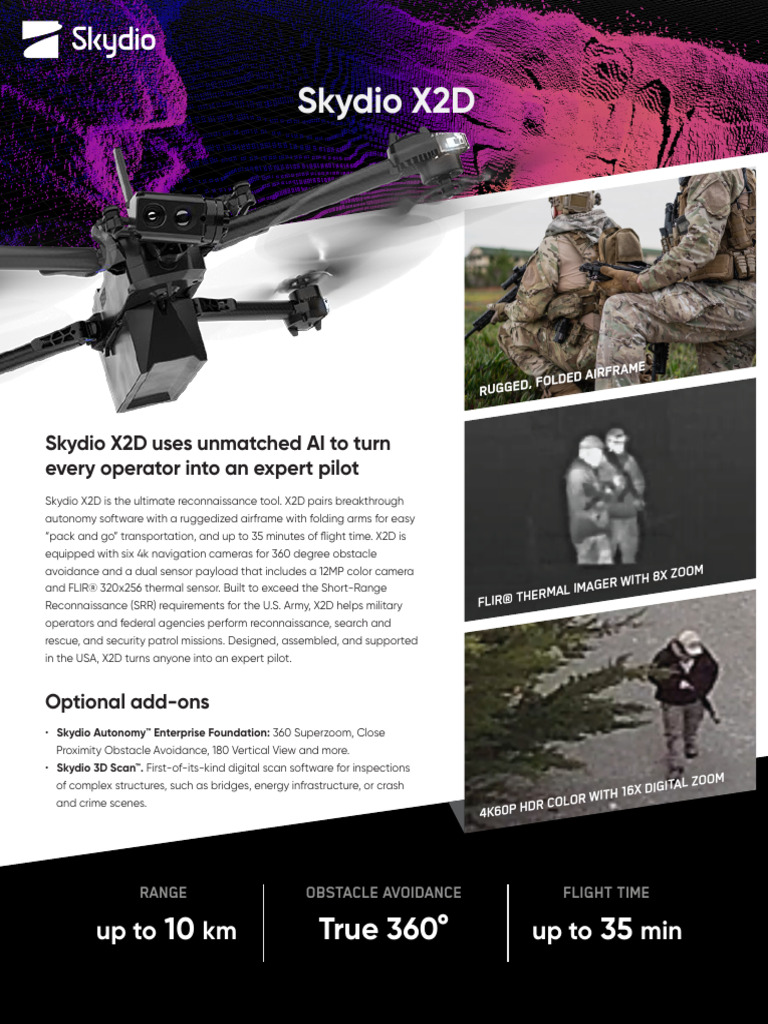 Skydio x2d Datasheet x2 PG | PDF | Computing | Computer Engineering