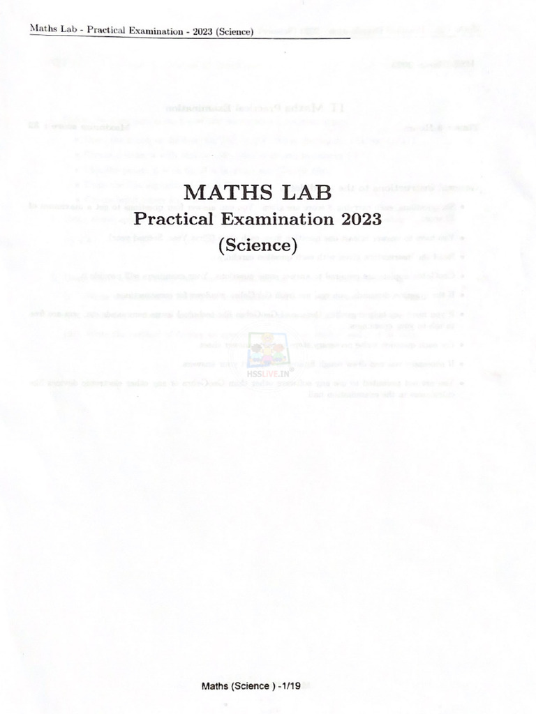 Hsslive Xii Lab Maths Qn 2023 | PDF