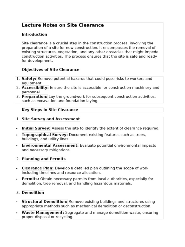 Site Clearance in Construction Process | PDF | Demolition | Waste ...