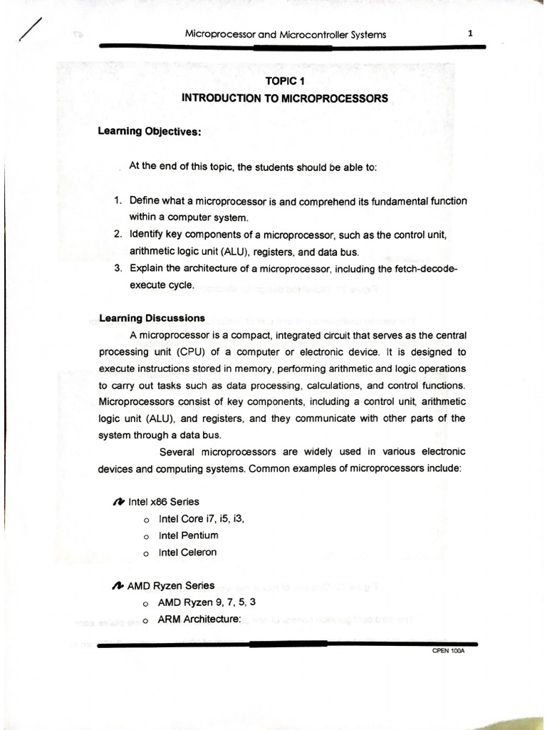 TOPIC 1 Introduction To Microprocessors | PDF