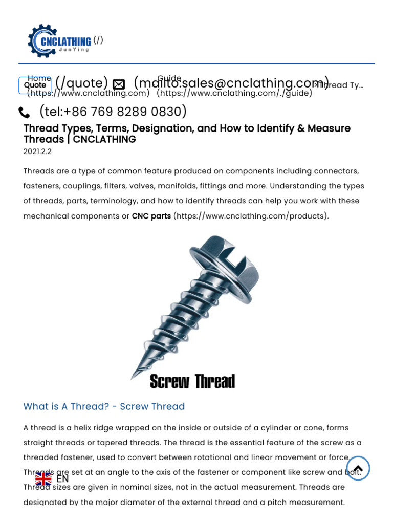 Thread Types, Terms, Designation, and How To Identify & Measure Threads ...