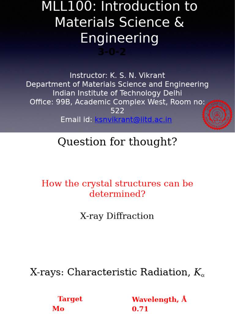 X-Ray Diffraction in Materials Science | PDF | Crystal Structure ...
