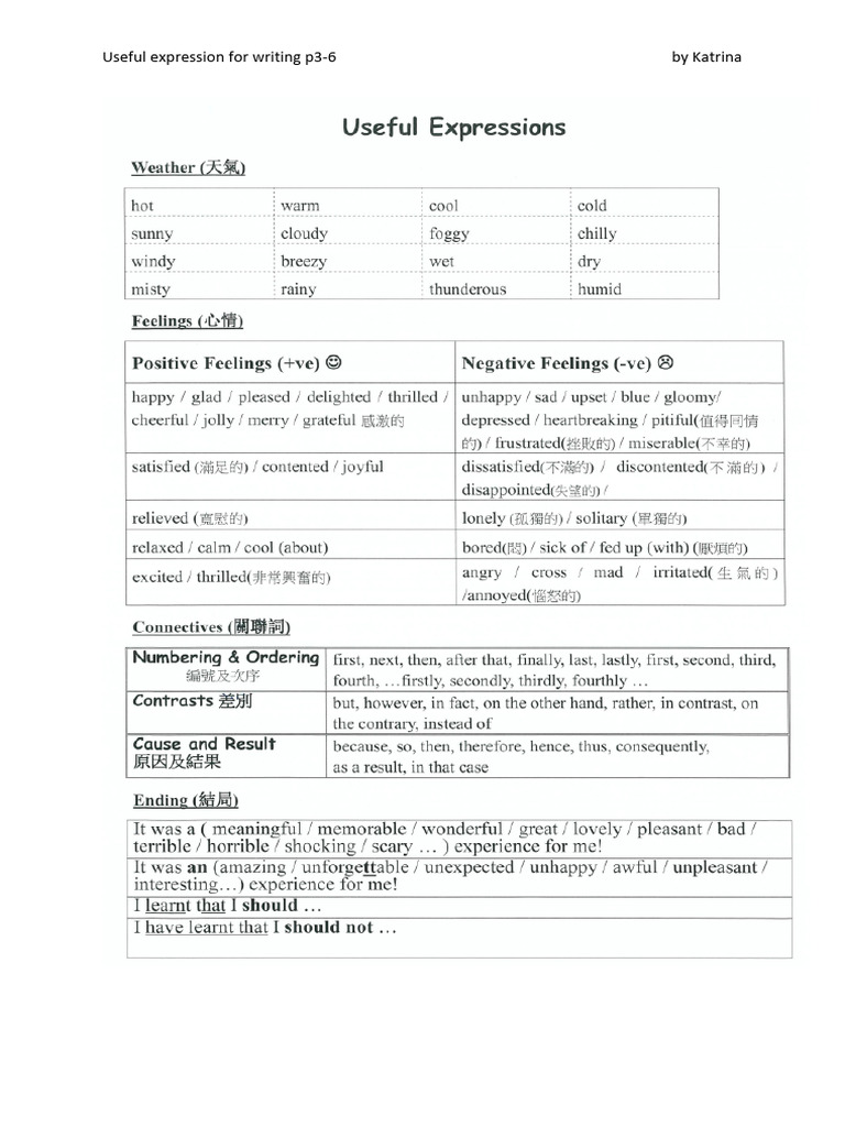 Useful Expression For Writing p3-6 | PDF