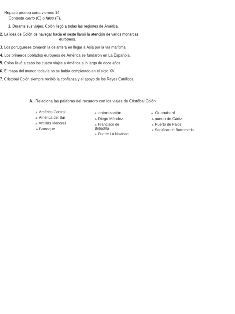 Repaso Prueba Corta Viernes 14 | PDF