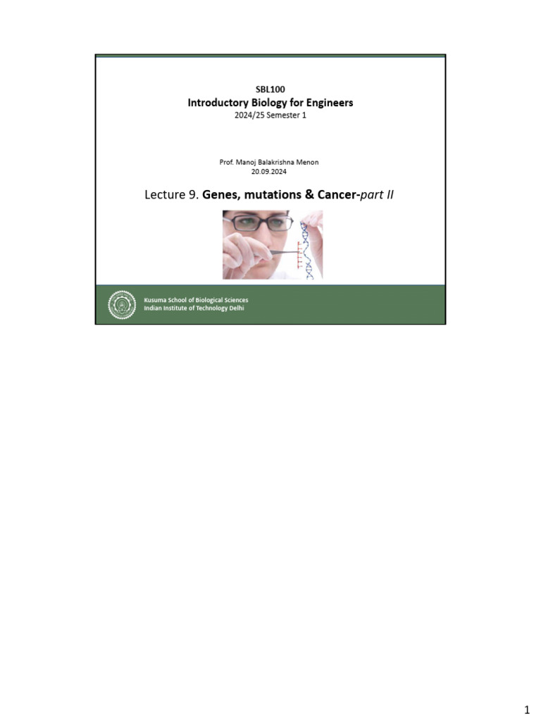 SBL100-Genes Mutation Cancer-Lecture 9-20092024 | PDF | Metastasis | Angiogenesis