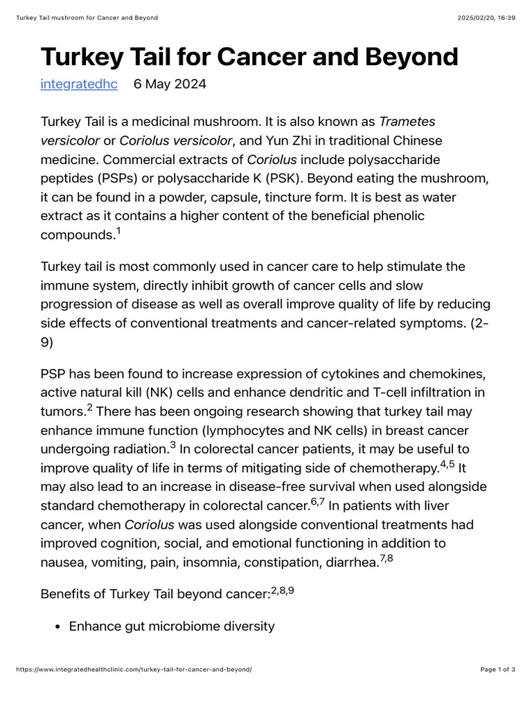 Turkey Tail Mushroom For Cancer and Beyond | PDF | Cancer | Immune System