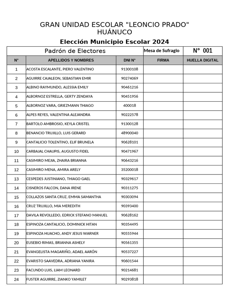 Copia de Padron de Electores Actualizado2024 | PDF