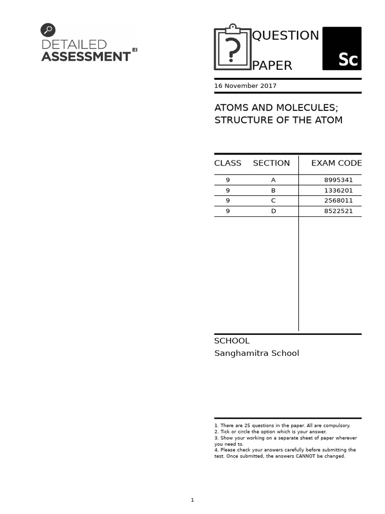 Atomsandmolecules Structureoftheatom | PDF | Atoms | Mole (Unit)