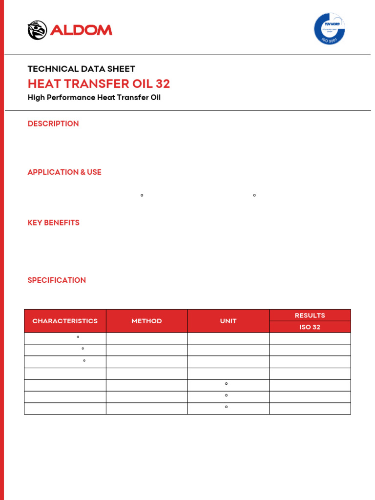 Heat Transfer Oil 32 Specifications | PDF