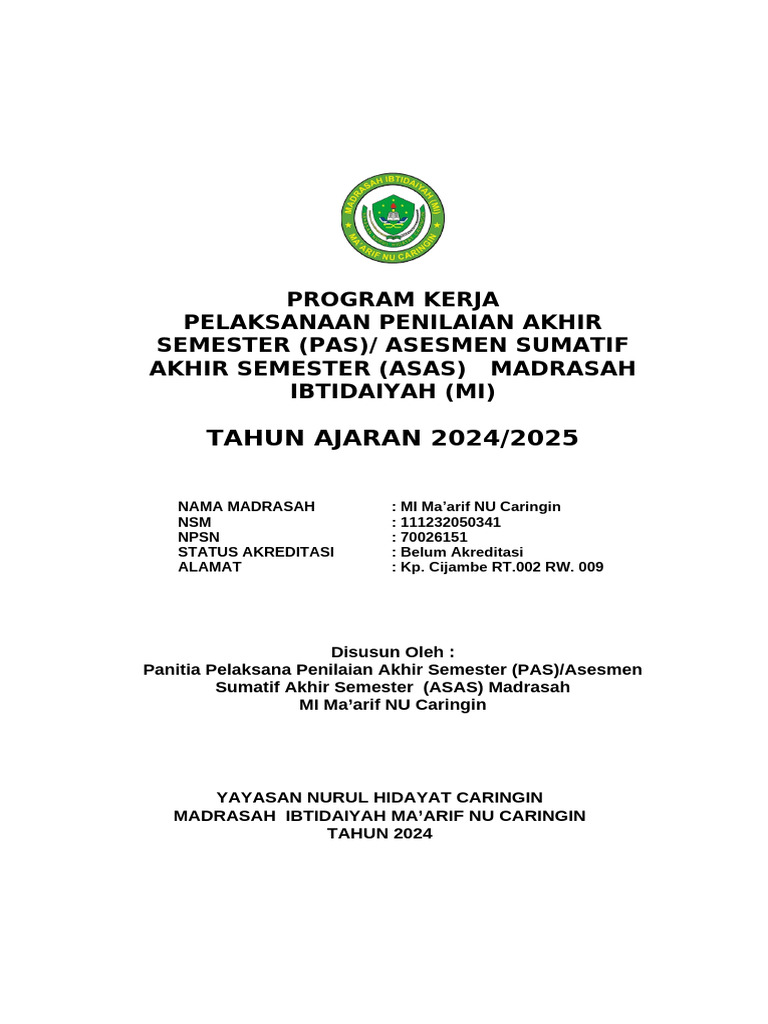 Contoh Program Pas-Asas 2024 | PDF