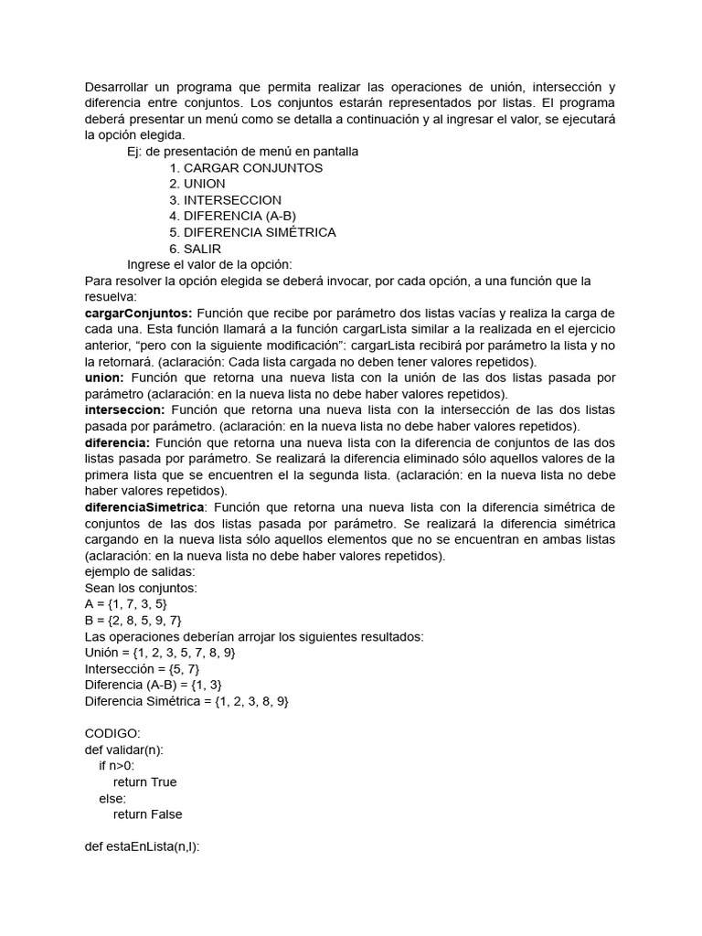 Operaciones de Conjuntos en Python | PDF | Programación de computadoras | Ingeniería de software