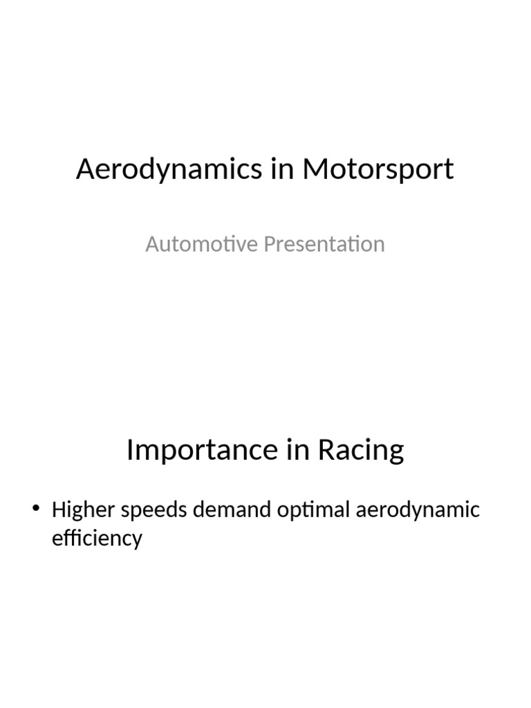 Racing Aerodynamics Explained | PDF