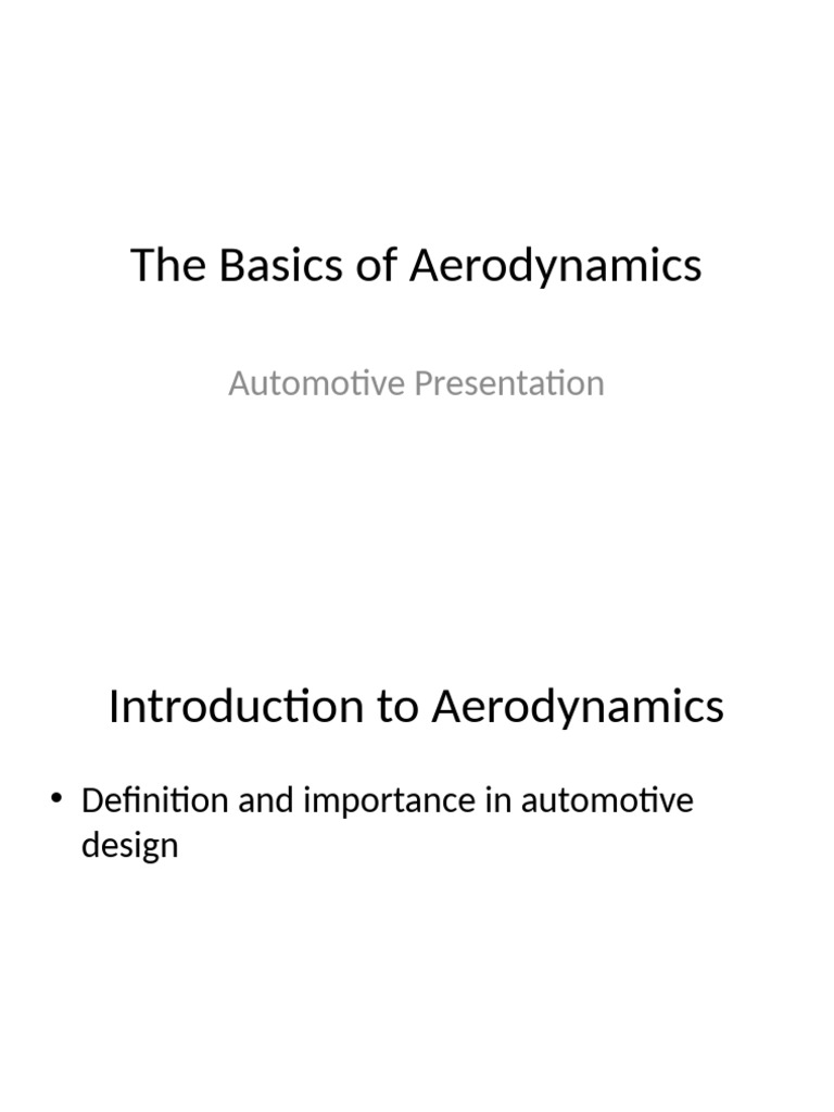 The Basics of Aerodynamics | PDF