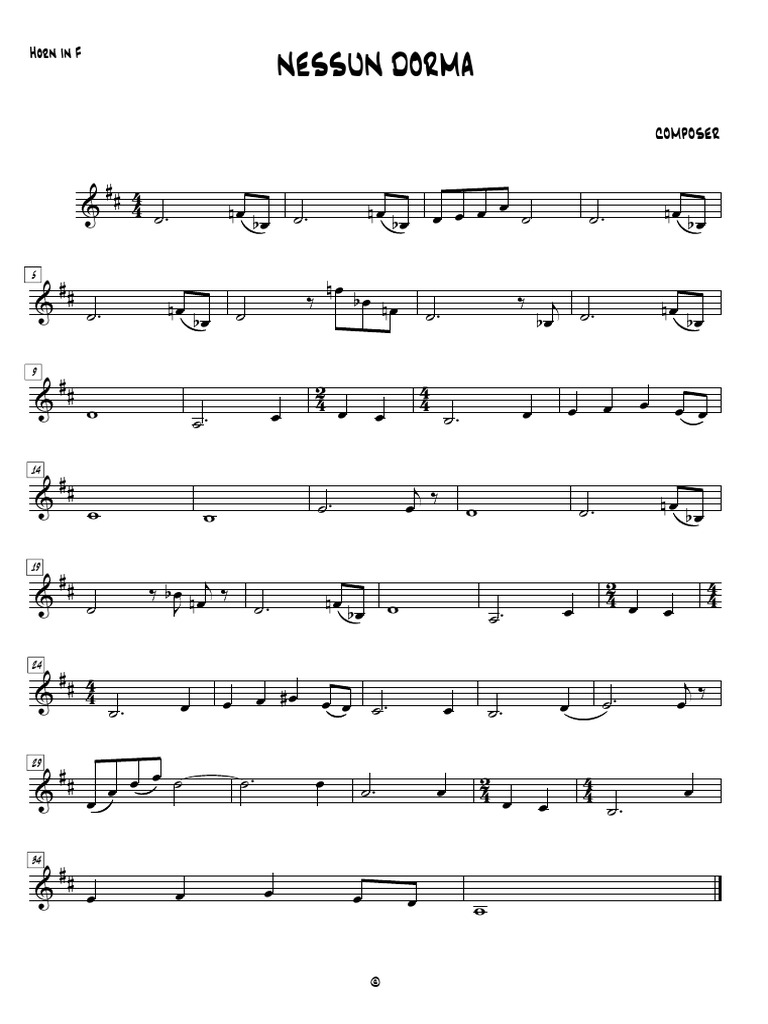 Nessun Dorma - Horn in F | PDF
