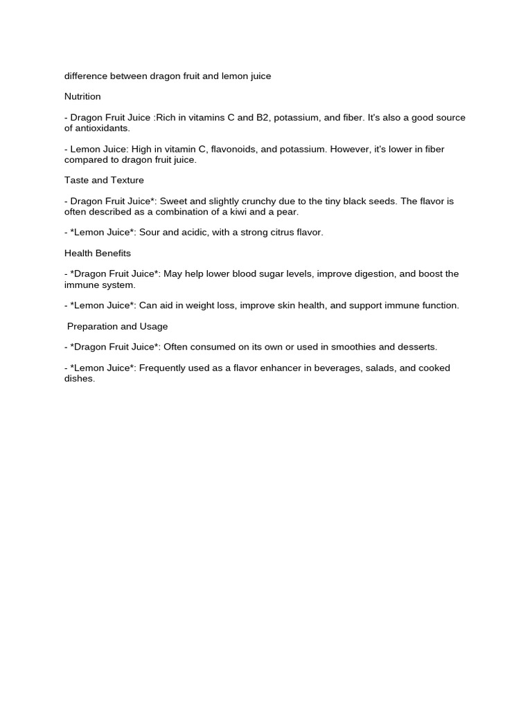 Difference Between Lemon and Dragon Fruit | PDF Difference Between Lemon and Dragon Fruit | PDF