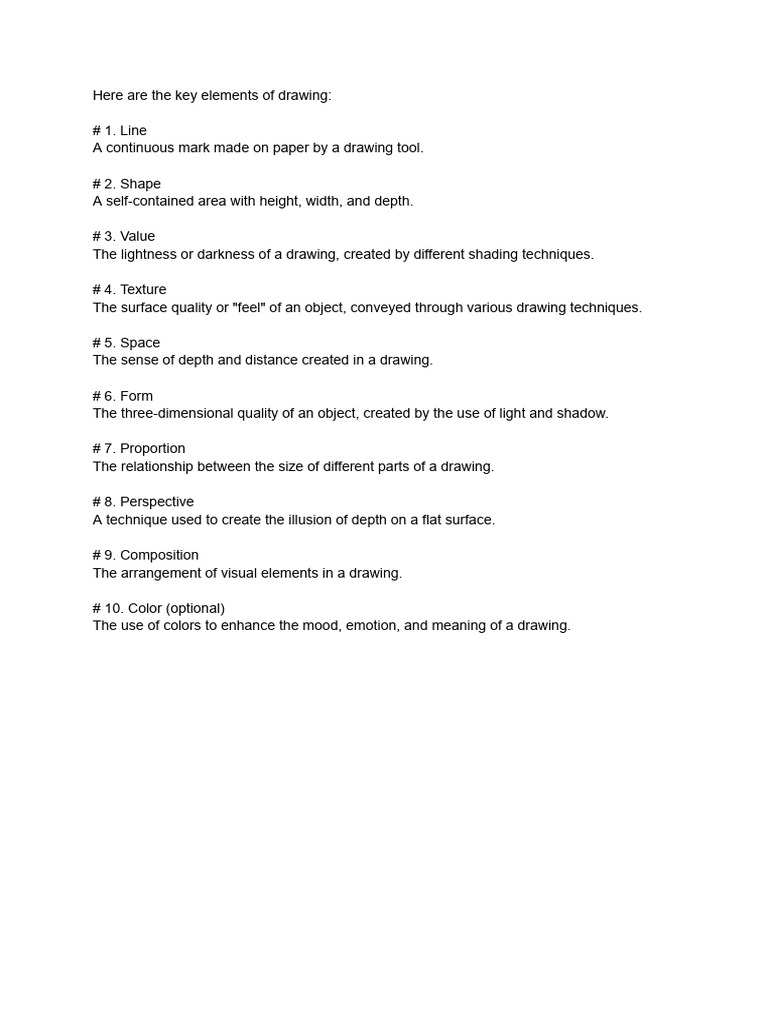 Key Elements of Drawing Explained | PDF
