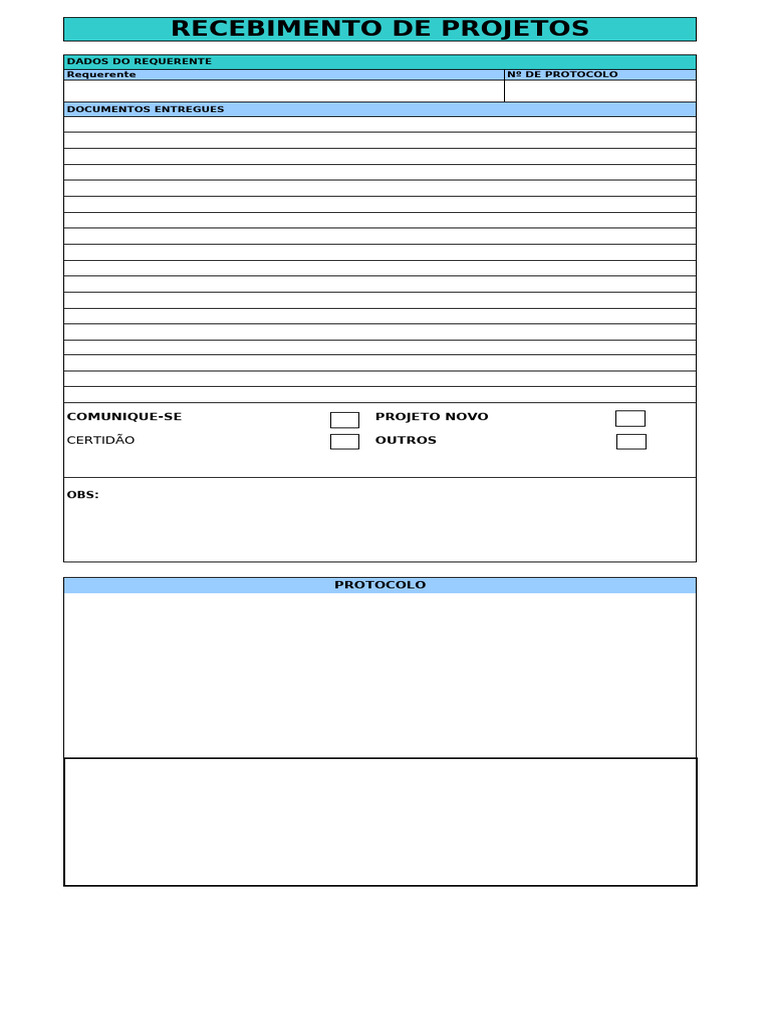 Recebimento de Projetos | PDF