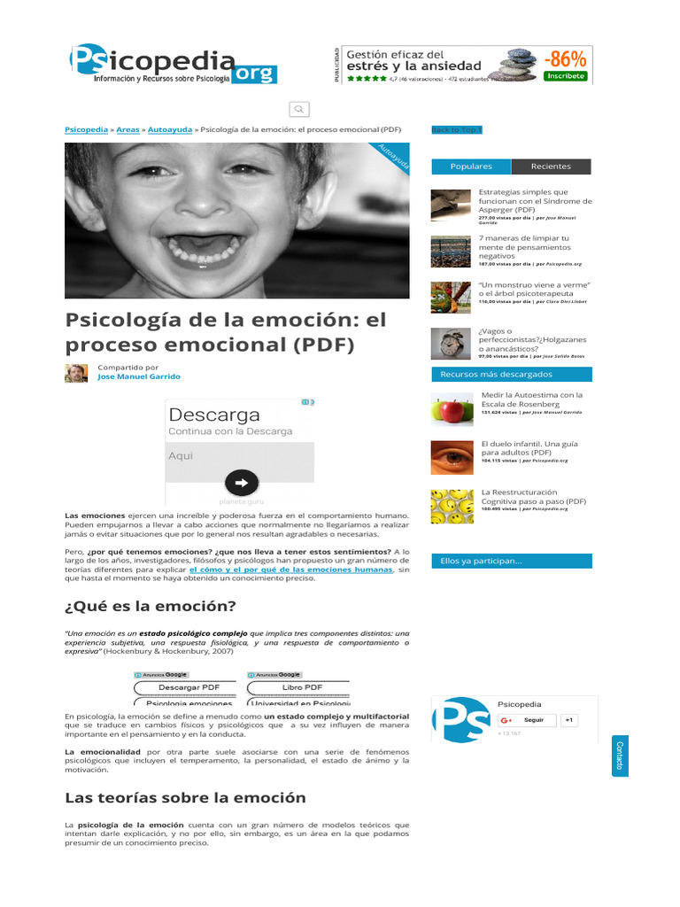 Psicología de La Emoción: El Proceso Emocional (PDF) : Descarga | PDF ...