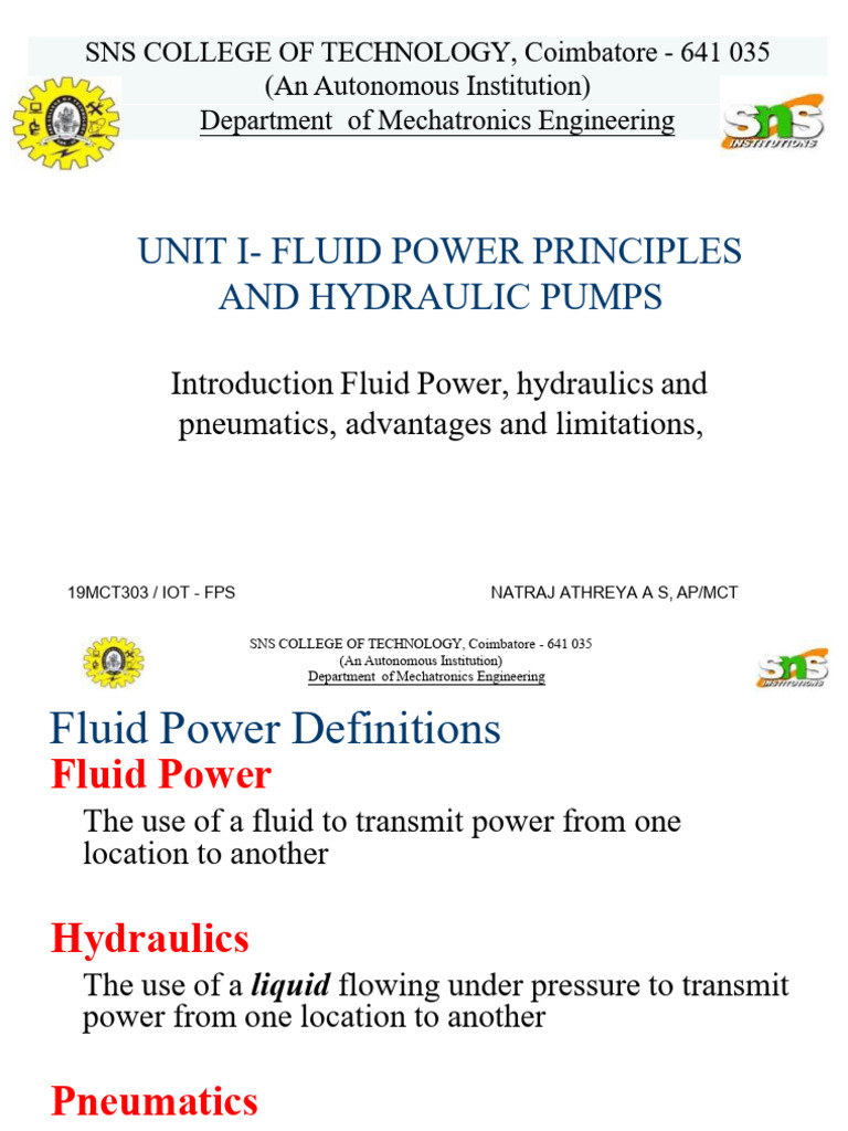 1.1 Introduction Fluid Power, Hydraulics | PDF | Pressure | Classical Mechanics