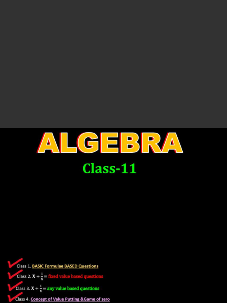 Algebra Class - 11 A To Z Quant Plus Batch Youtube | PDF