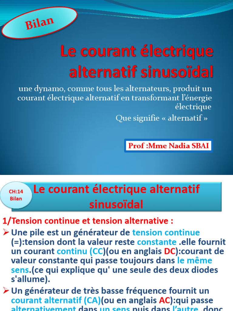Courant Électrique Alternatif Sinusoïdal | PDF | Courant alternatif ...