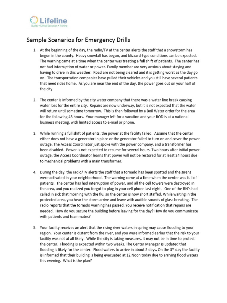 Emergency Drill Scenarios Guide | PDF | Tropical Cyclones | Storms