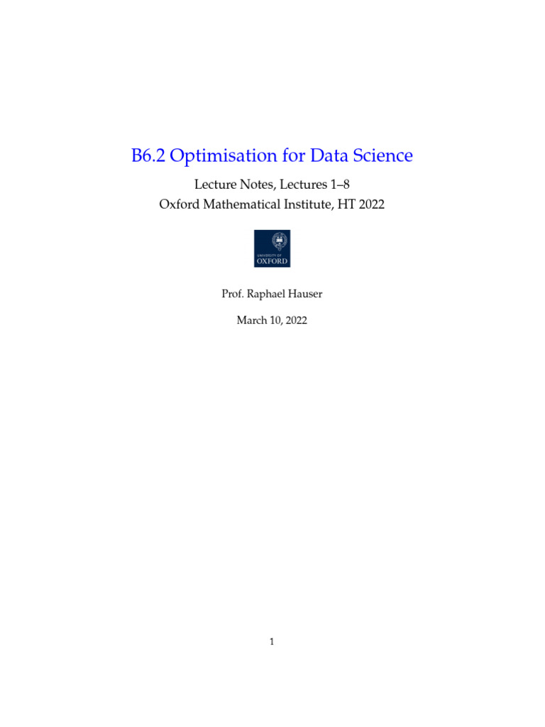 2022Lectures1-8_Optimization_for_DataScience | PDF | Mathematical Optimization | Regression Analysis