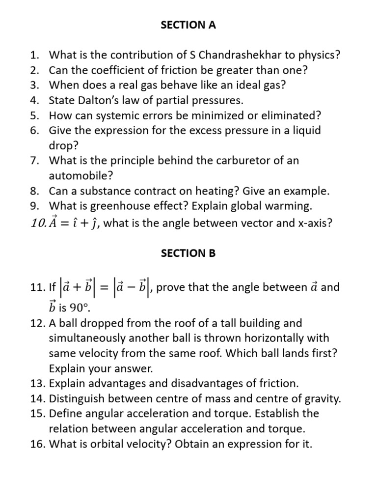 Key Physics Concepts and Questions | PDF