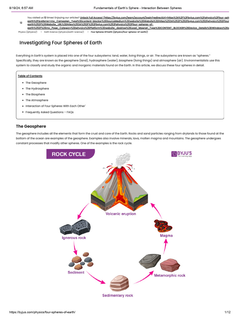 Fundamentals of Earth’s Sphere Interaction Between Spheres | PDF ...