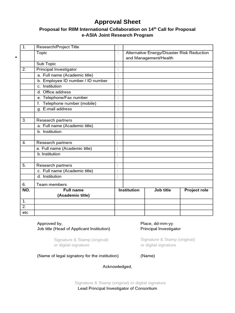 RIIM BRIN 2025 Proposal Approval Sheet | PDF