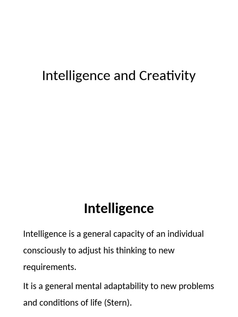 Intelligence And Creativity Pdf Intelligence Thought 8350