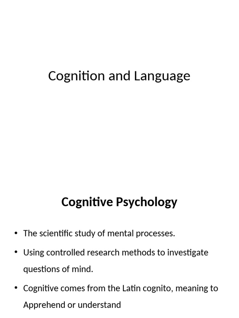 Cognition and Language | PDF | Cognition | Language Development