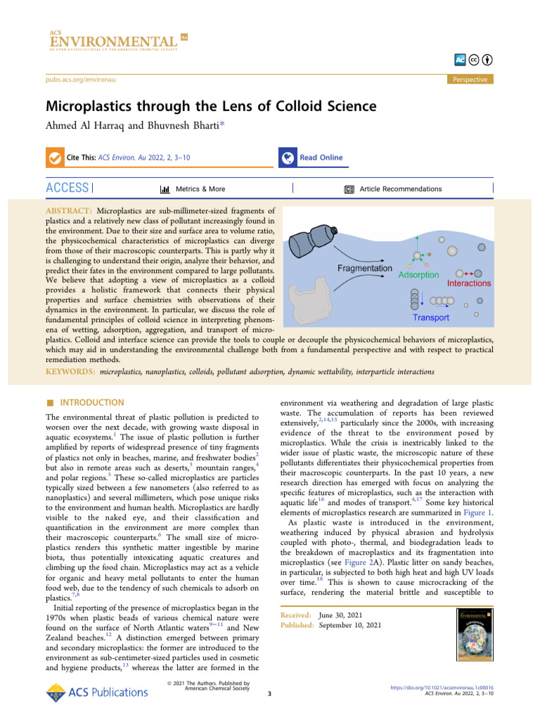 Microplastics: Insights from Colloid Science | PDF | Adsorption ...