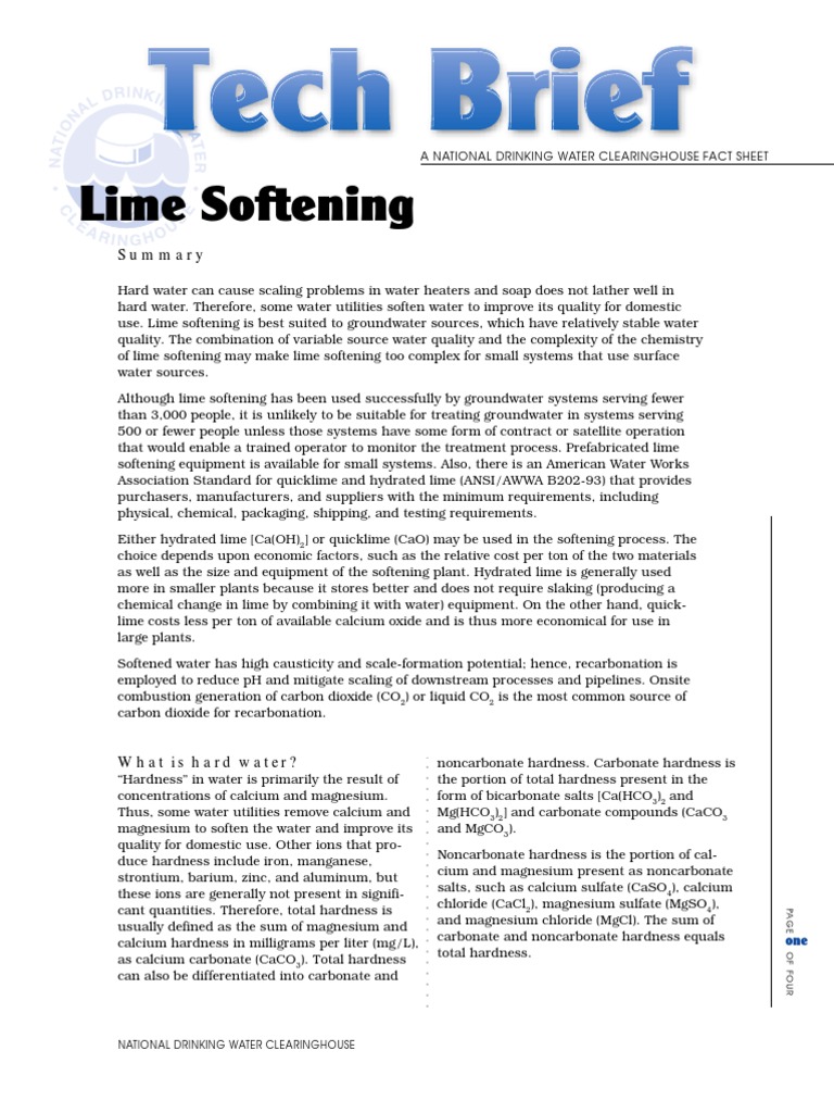 Lime Softening Water Treatment Overview | PDF | Water Purification ...