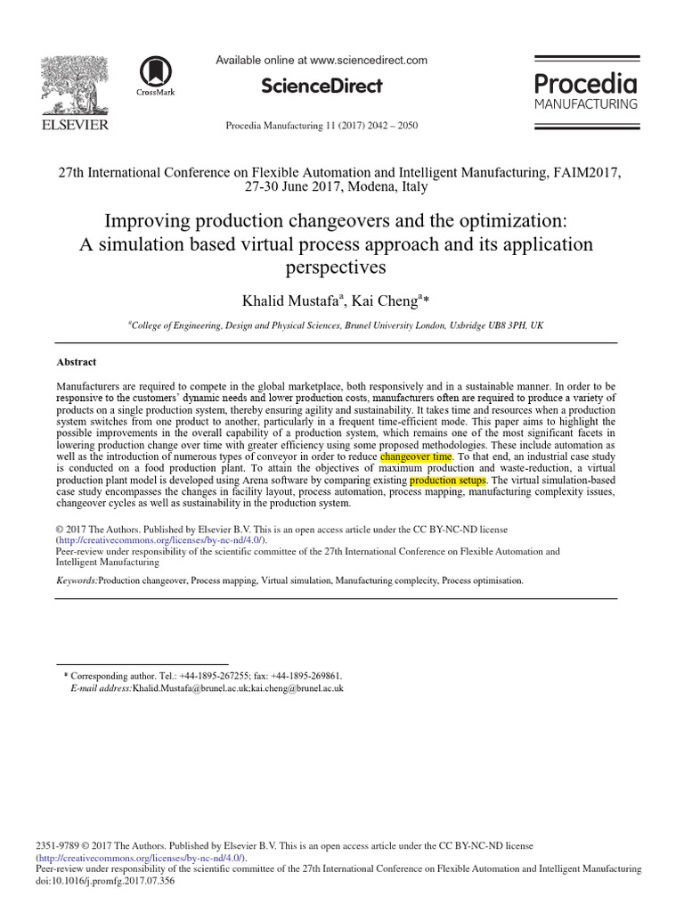 Optimizing Production Changeovers in Manufacturing | PDF | Program ...