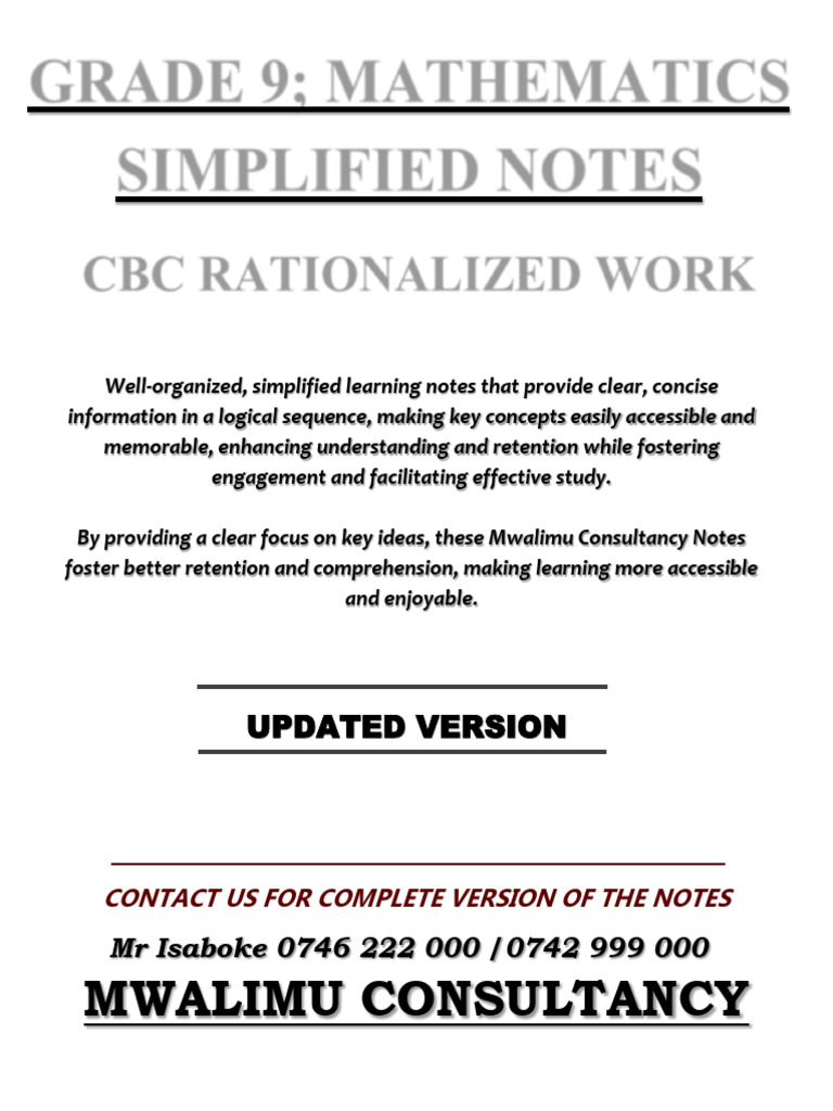 Grade 9 Mathematics Simplified Notes | PDF | Integer | Numbers