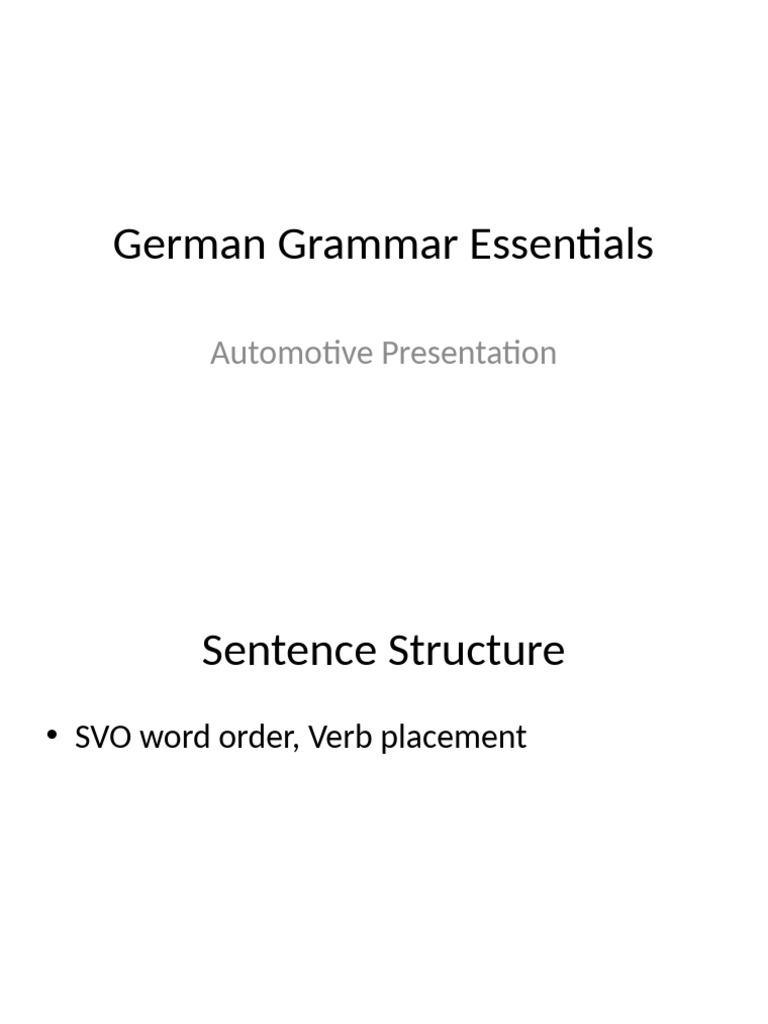 German Grammar Essentials | PDF
