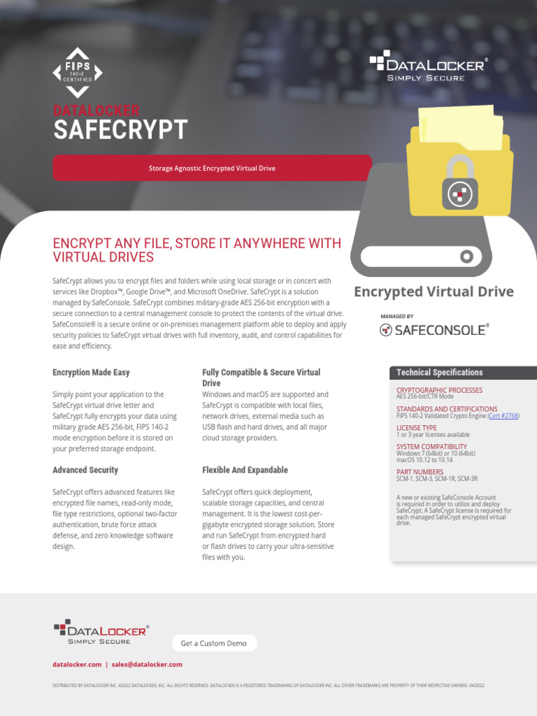 DataLocker SafeCrypt DataSheet | PDF | Encryption | Computer File