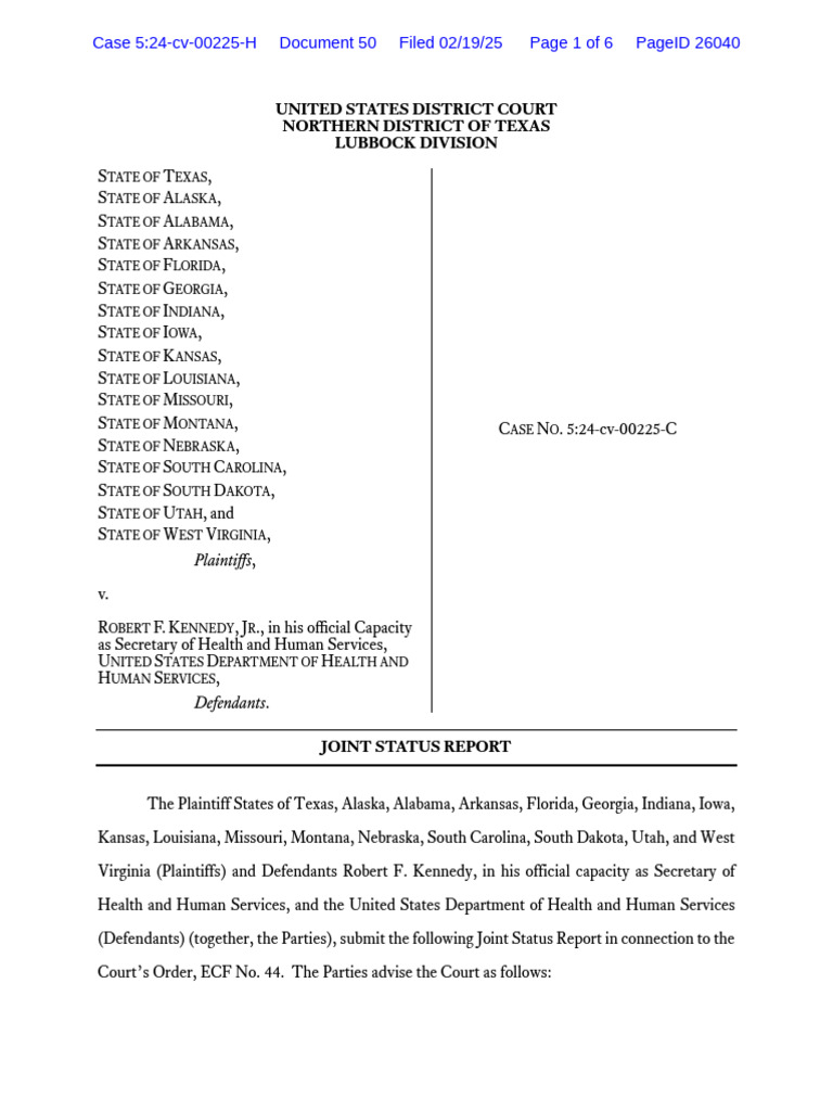 Doc 50 - Texas v Becerra | PDF | Injunction | Complaint